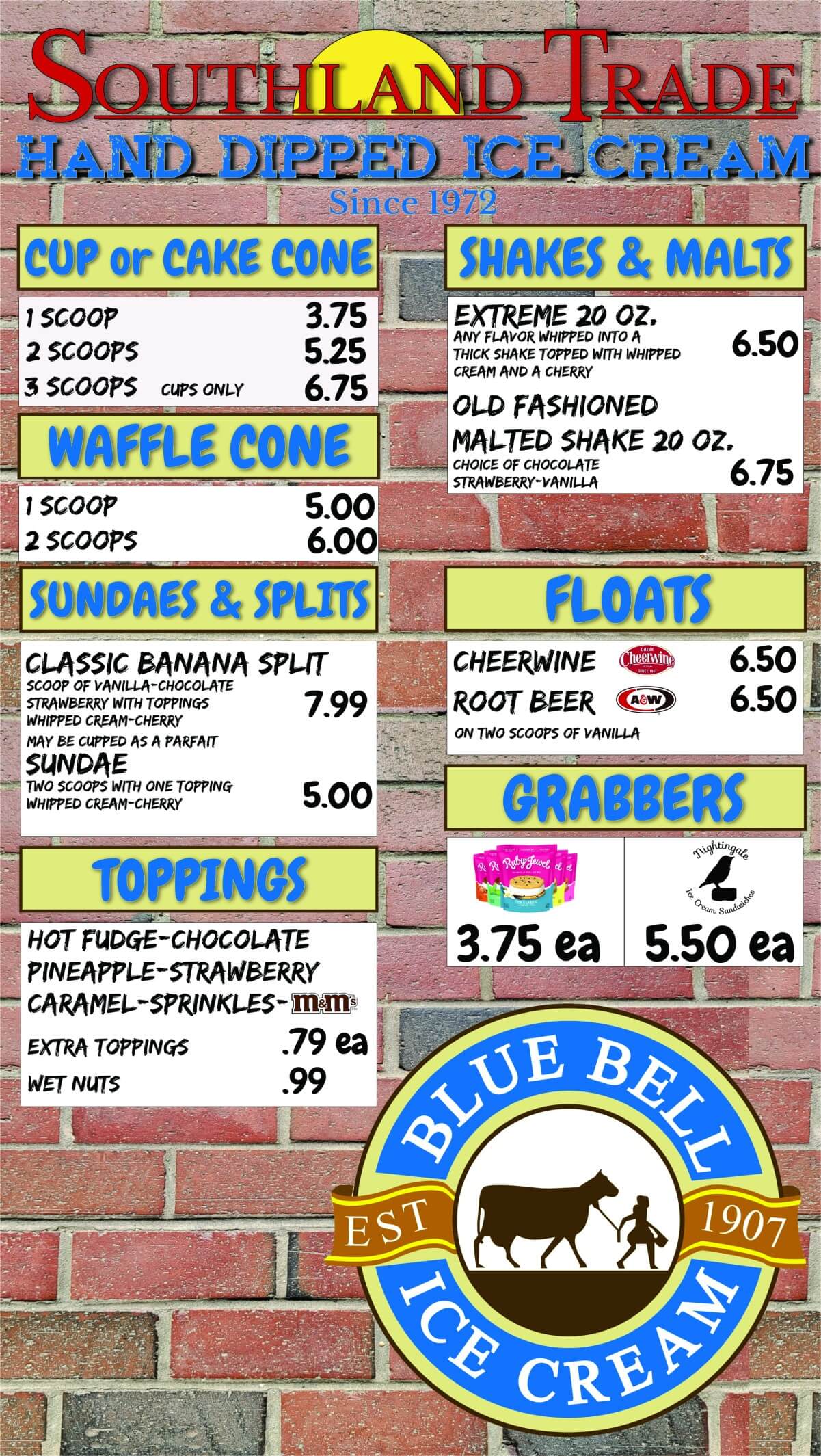 Snack Bar Dining Menu - Southland Trade, Moyock NC